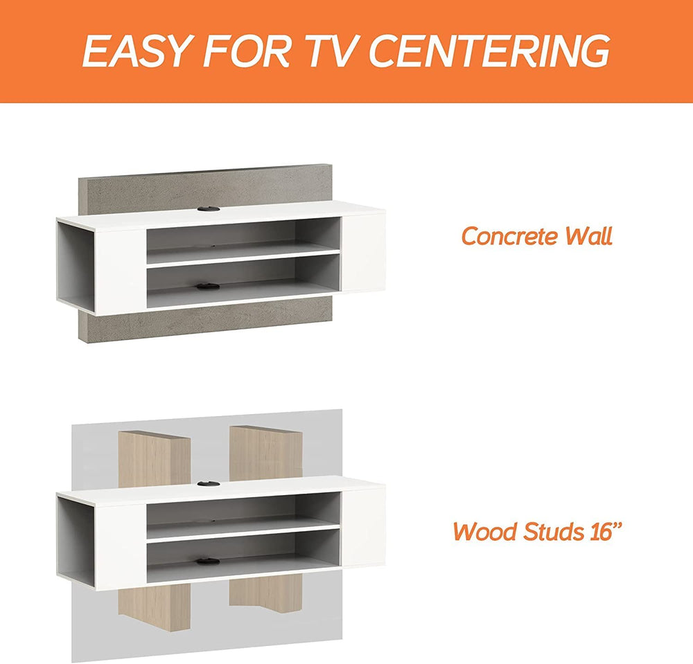 WAMPAT Floating TV Stand with LED Lights for 85 inch TVs, Wall Mounted